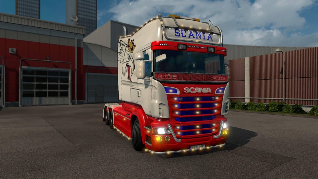 SCANIA RJL RED AND WHITE SKIN - ETS2 mods download