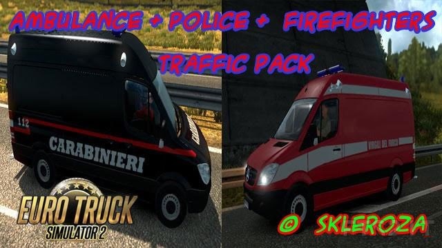 Ambulance & police & firefighters traffic pack V-1.7.3 - ETS2 mods download