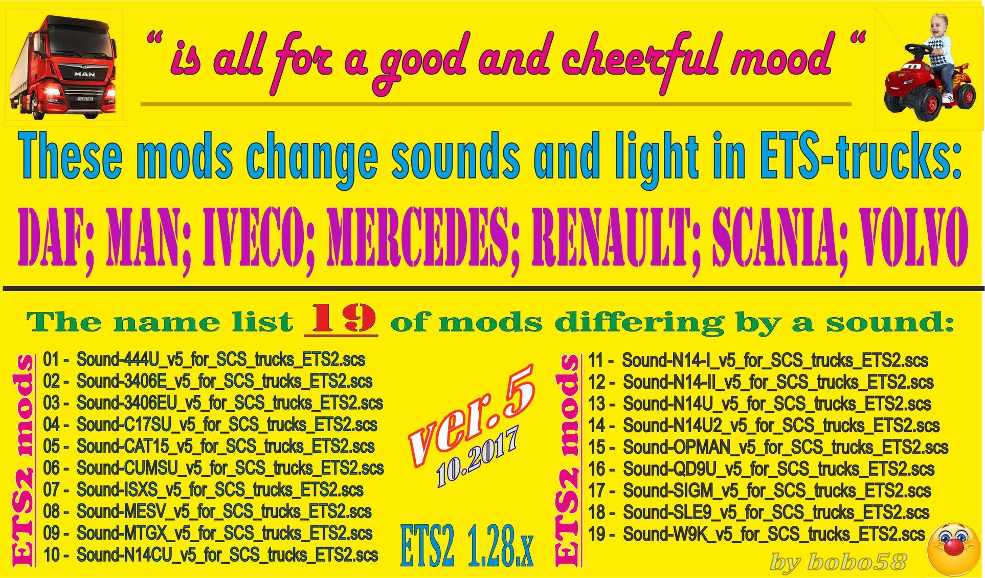 SOUND MOD FOR ETS2 TRUCKS V5.0 [1.28.x] - ETS2 mods download