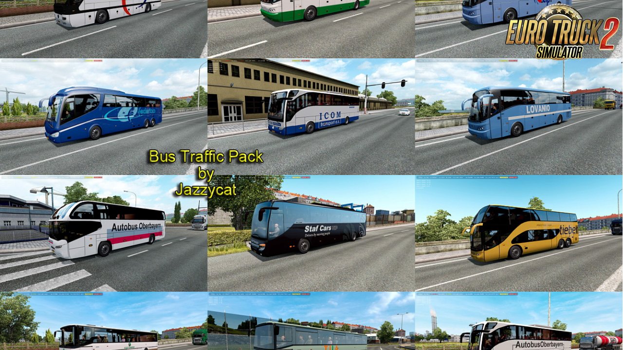 PACK OF BUSSES IN TRAFFIC V6.8 1.34.X - ETS2 mods download