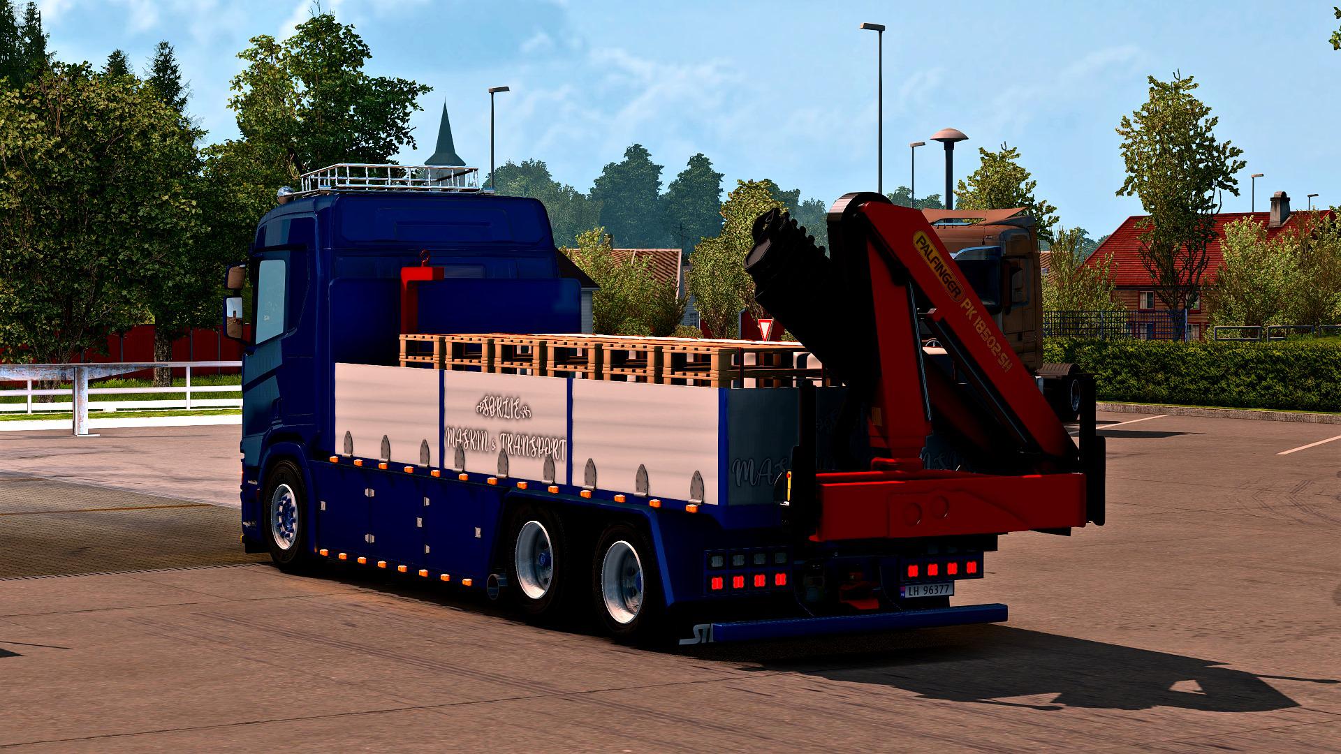 SCANIA NG FLATBED + PALFINGER CRANE [1.39] - ETS2 mods download