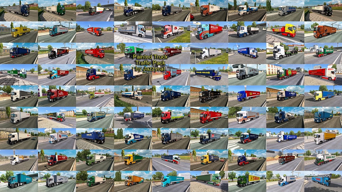 Painted Trucks in Traffic Pack v12.7 (1.40.x) - ETS2 mods download