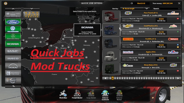 Quick Jobs Modded Trucks v2.0 - ETS2 mods download
